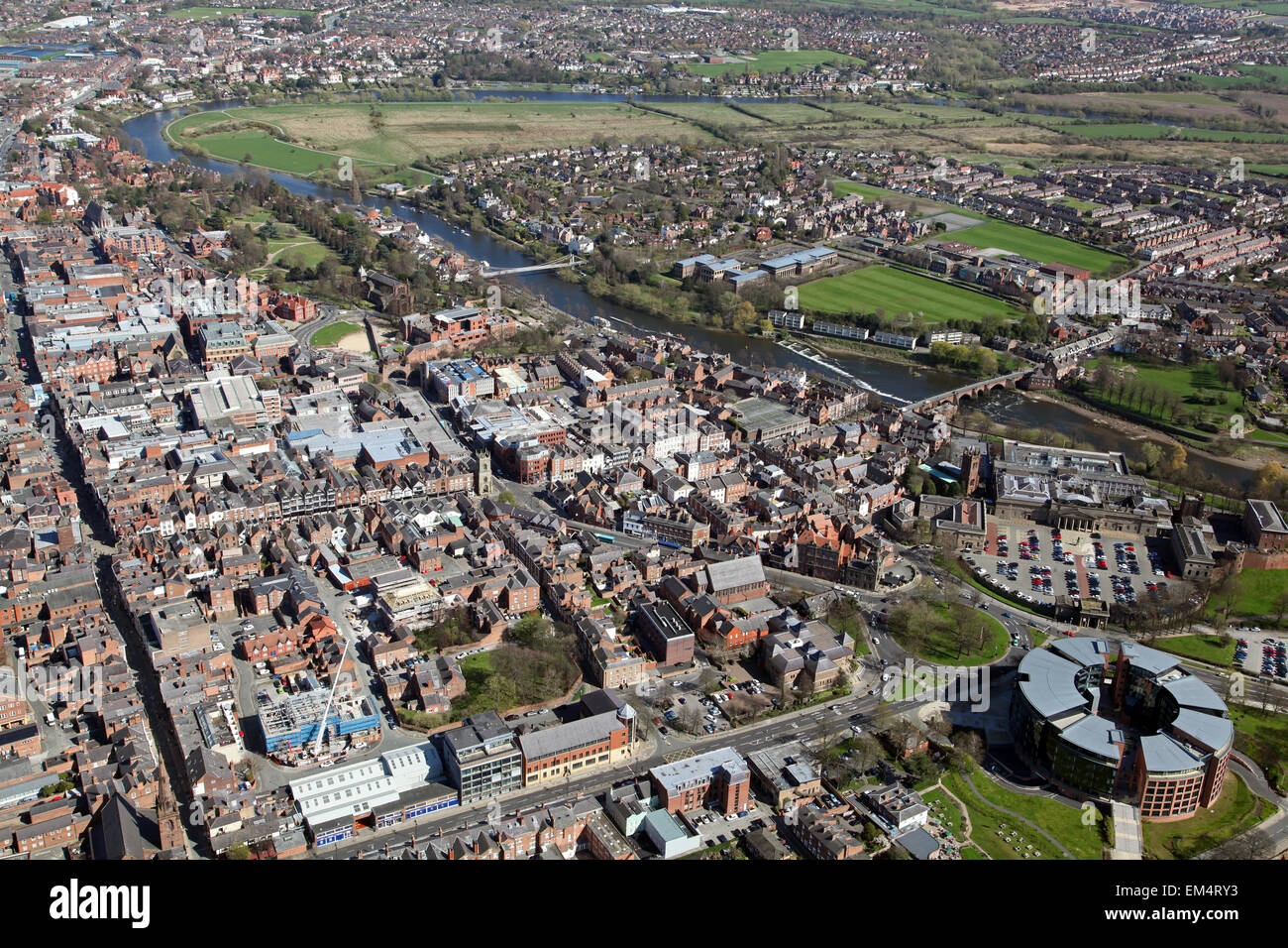 aerial view of Chester City centre, Cheshire, UK Stock Photo - Alamy
