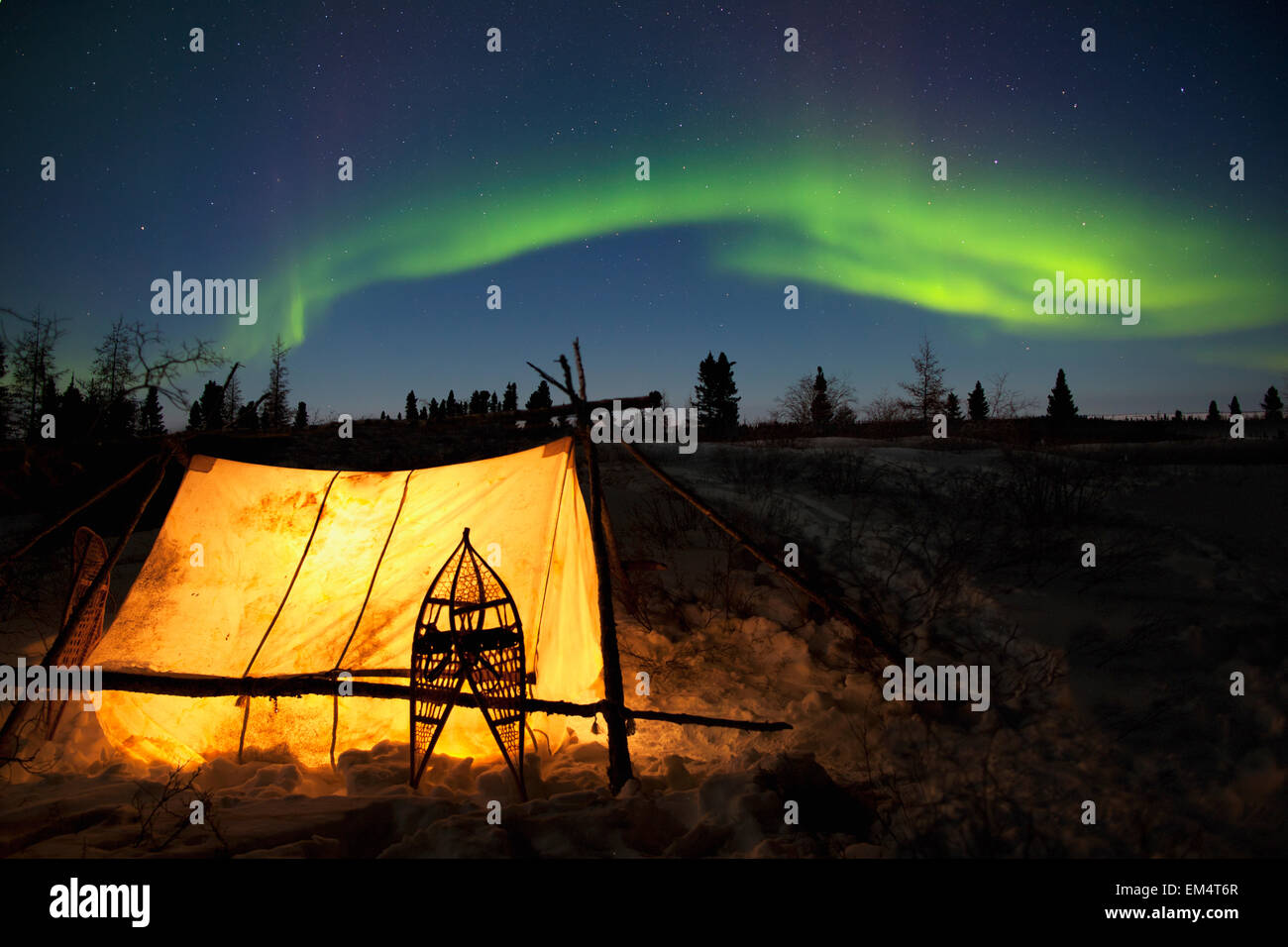 Trappers Tent Lit Up With Aurora Borealis At Wapusk National Park In ...