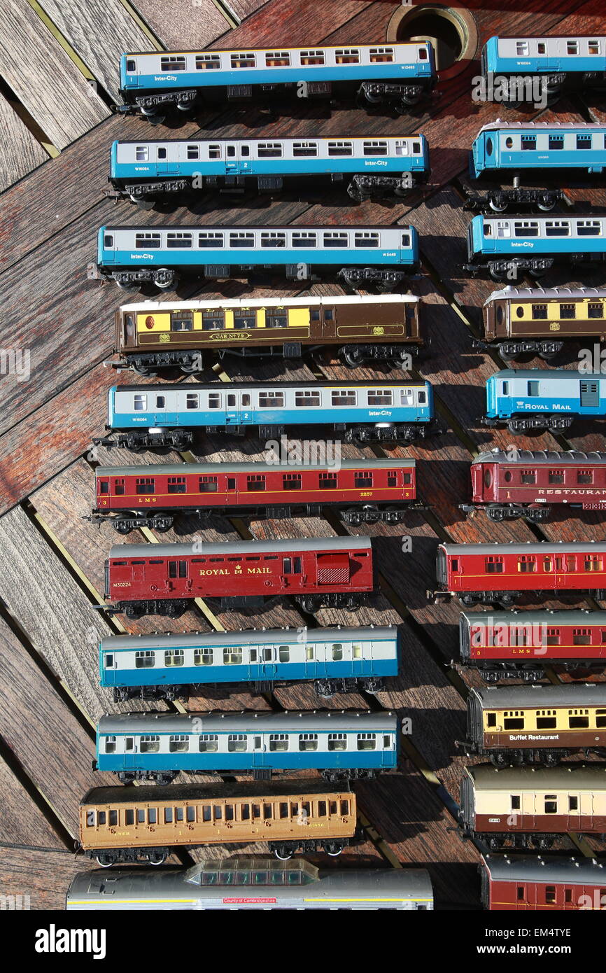 A series of images showing Model Railways, trains, locomotives, wagons ...