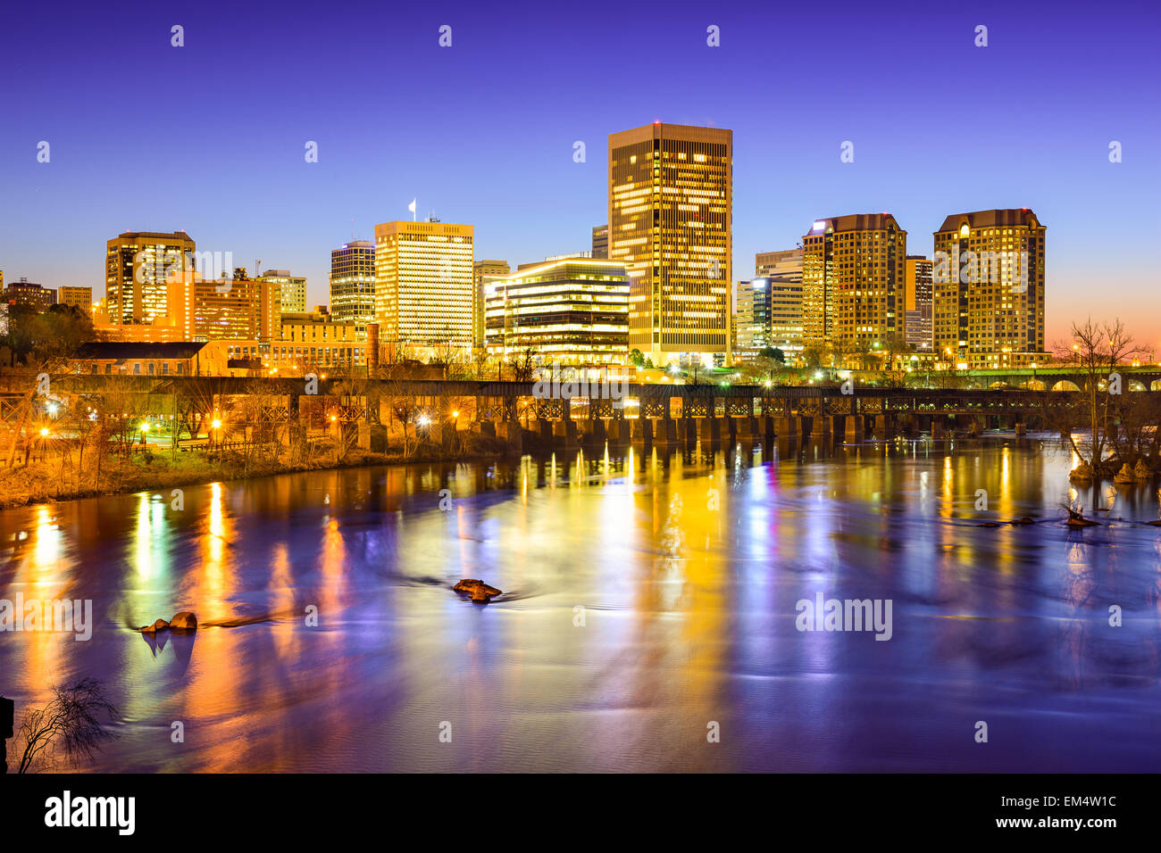 Richmond, Virgina, USA downtown skyline on the James River Stock Photo ...