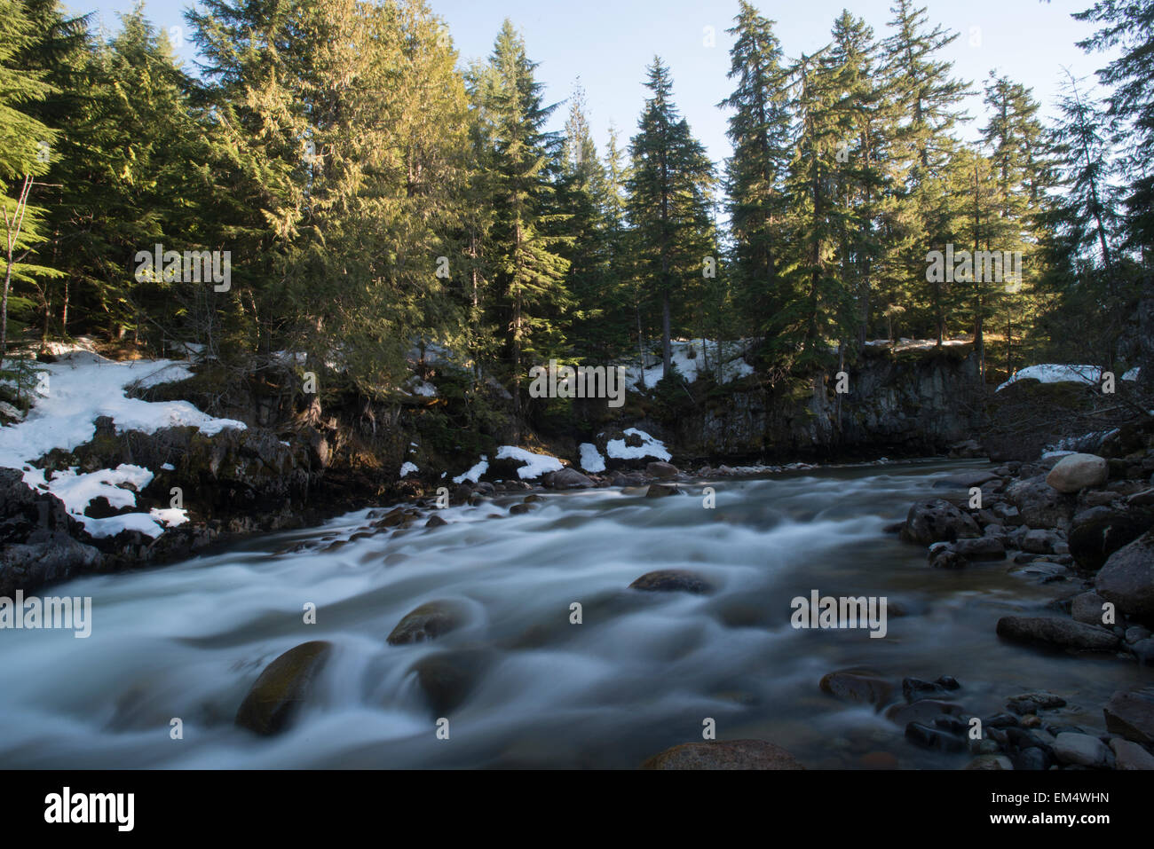 Stream flowing through rocks, Whistler, British Columbia, Canada Stock ...