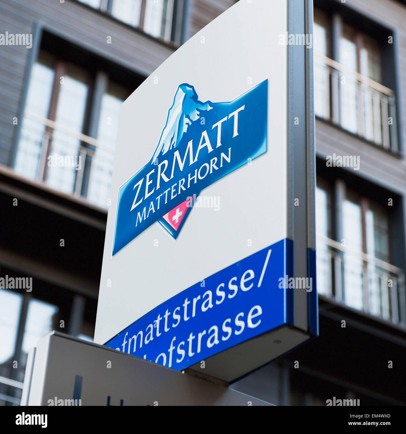 A Sign In Front Of A Building For Zermatt Matterhorn; Zermatt Valais ...