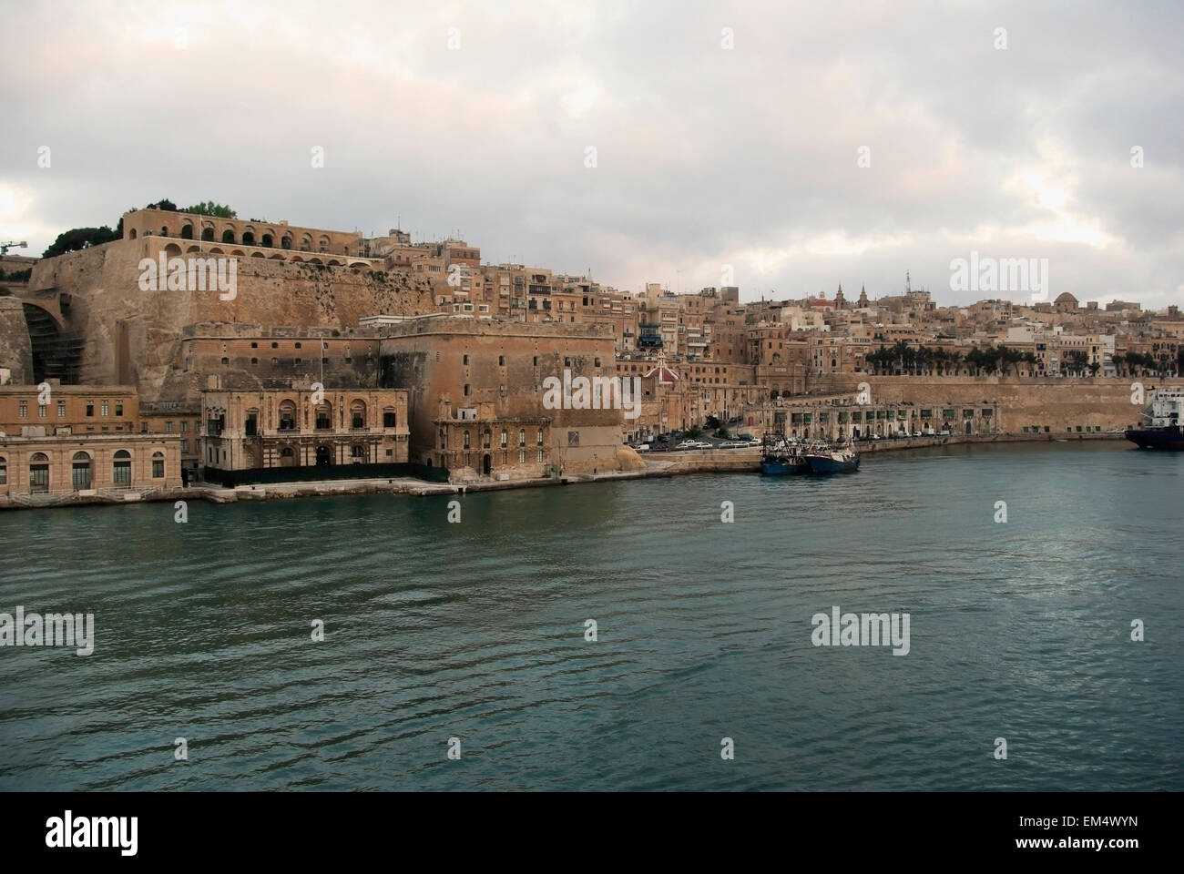 Historic city of Valetta inside fortification with cathedral and ...