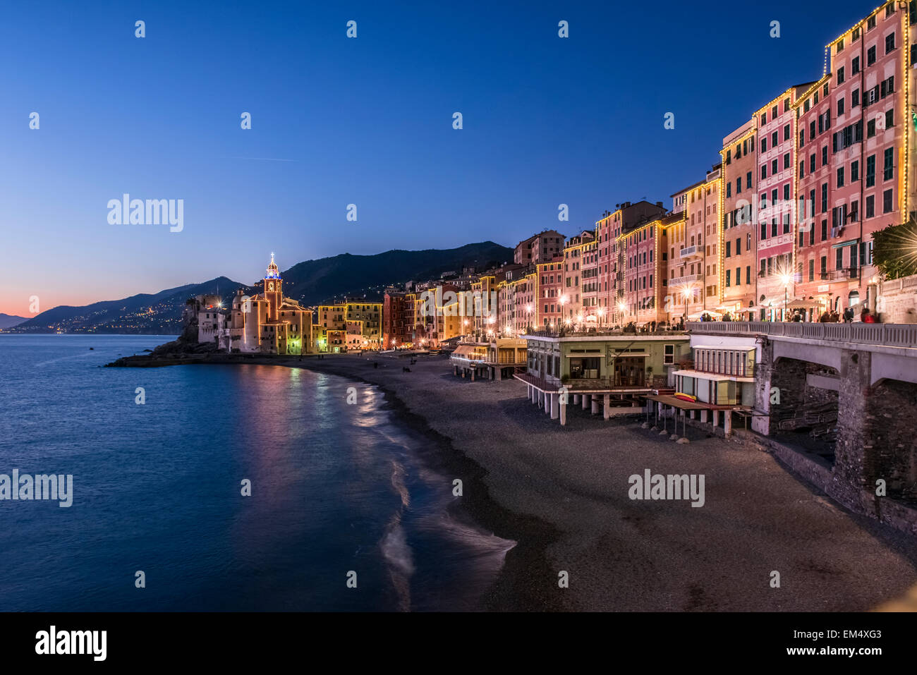 The cityscape of Camogli, beautiful italian village situated on the ...