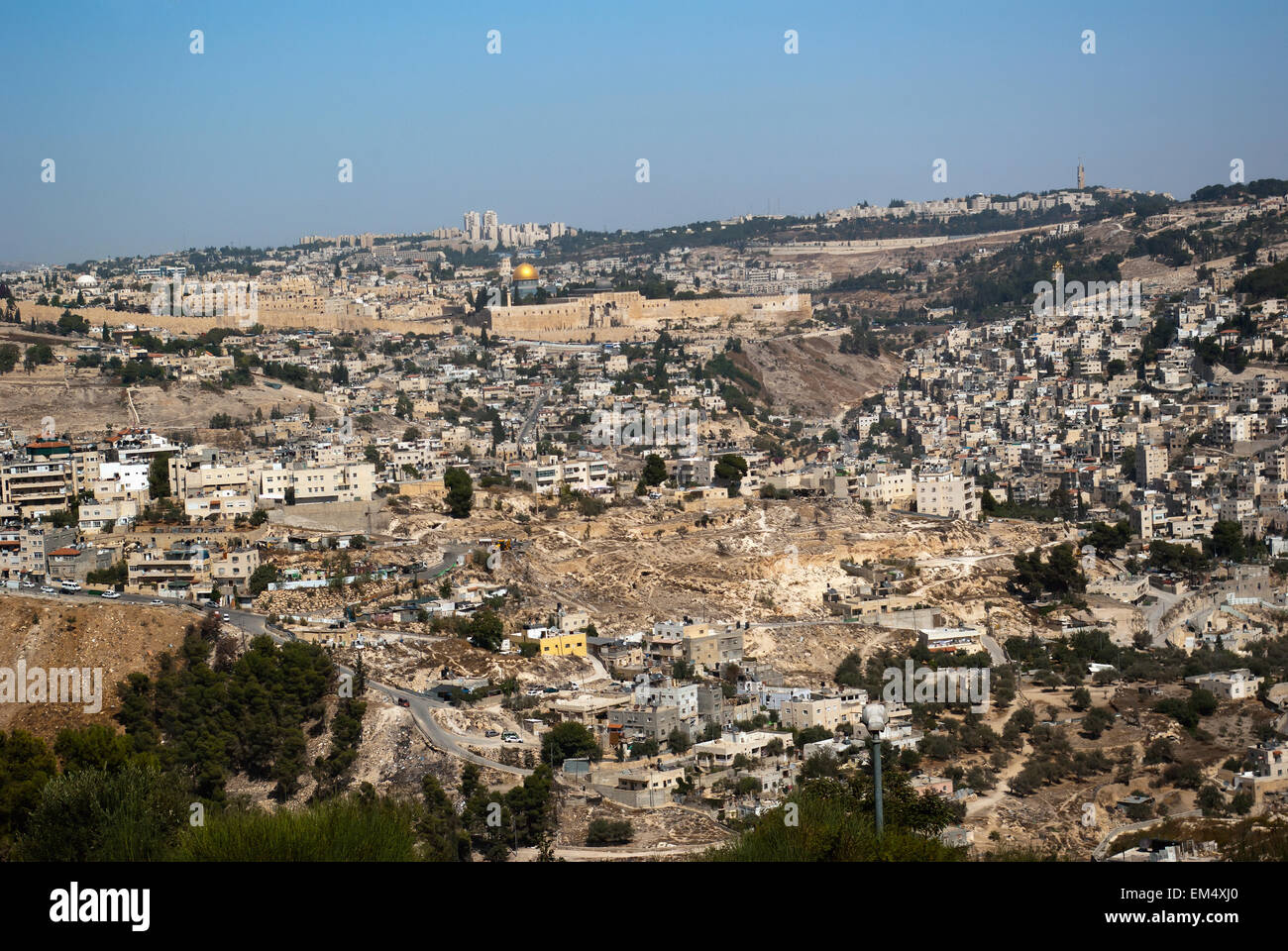 Israel, Jerusalem, View of East and West Jerusalem from Talpiot Hebrom ...