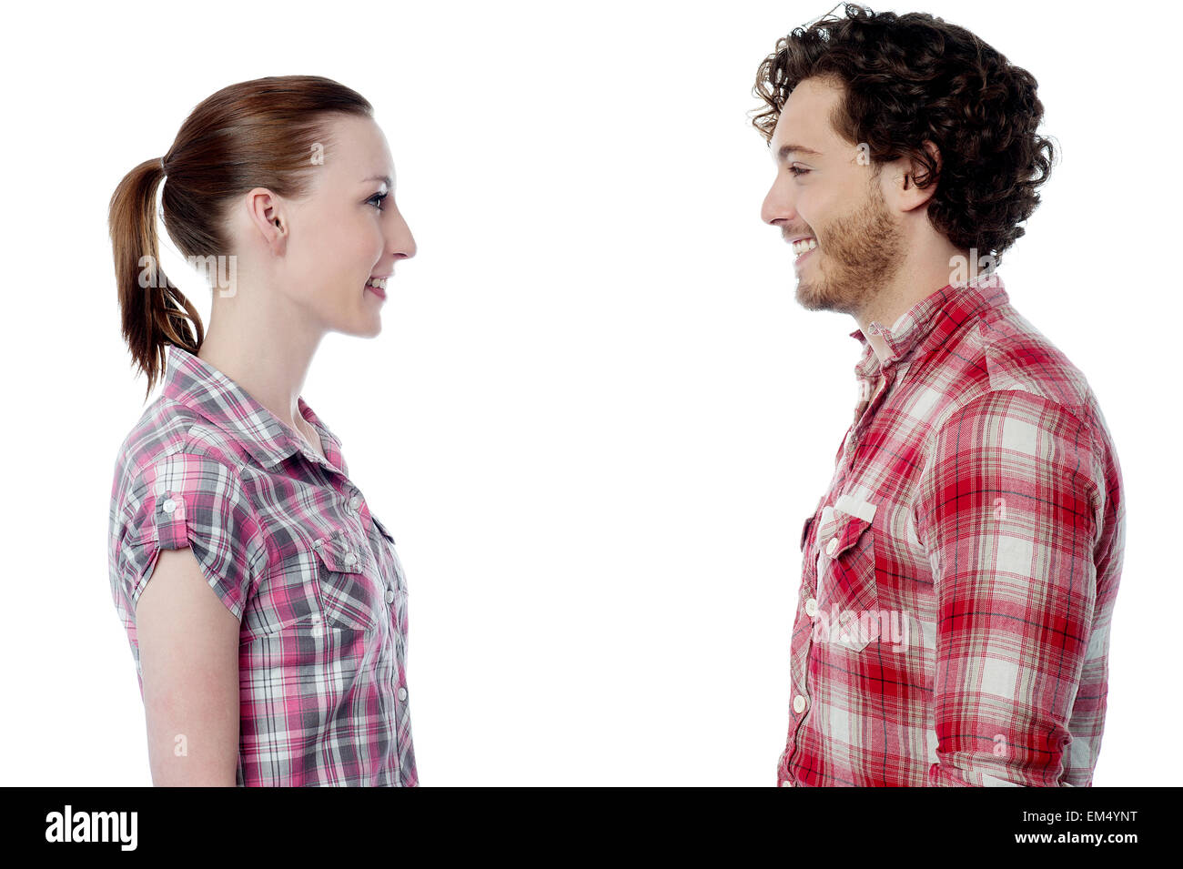 Man and woman facing each other Cut Out Stock Images & Pictures - Alamy