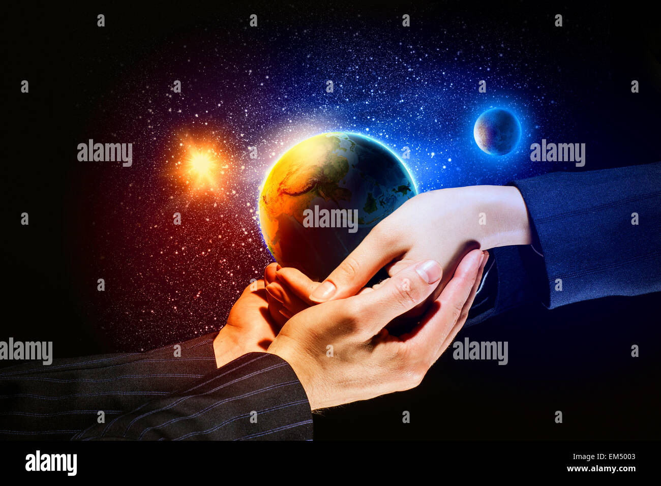 Earth planet in hands Stock Photo - Alamy