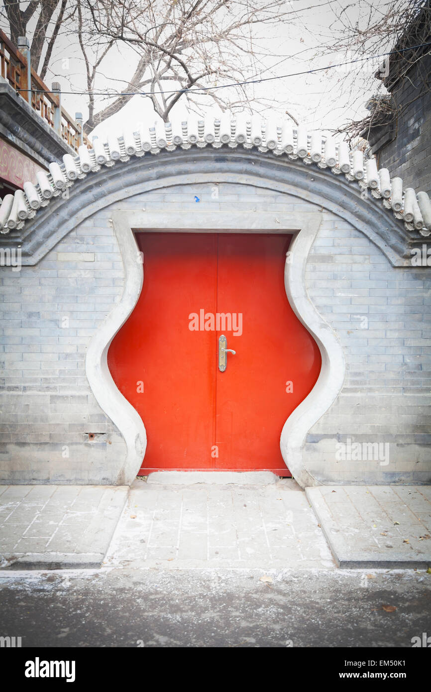 China, Beijing, Curvy red Chinese door Stock Photo - Alamy