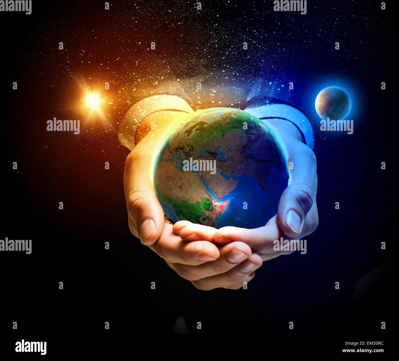 Earth planet in hands Stock Photo - Alamy