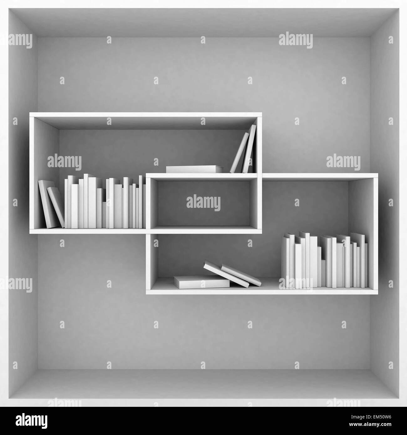 bookshelves on a white background Stock Photo - Alamy