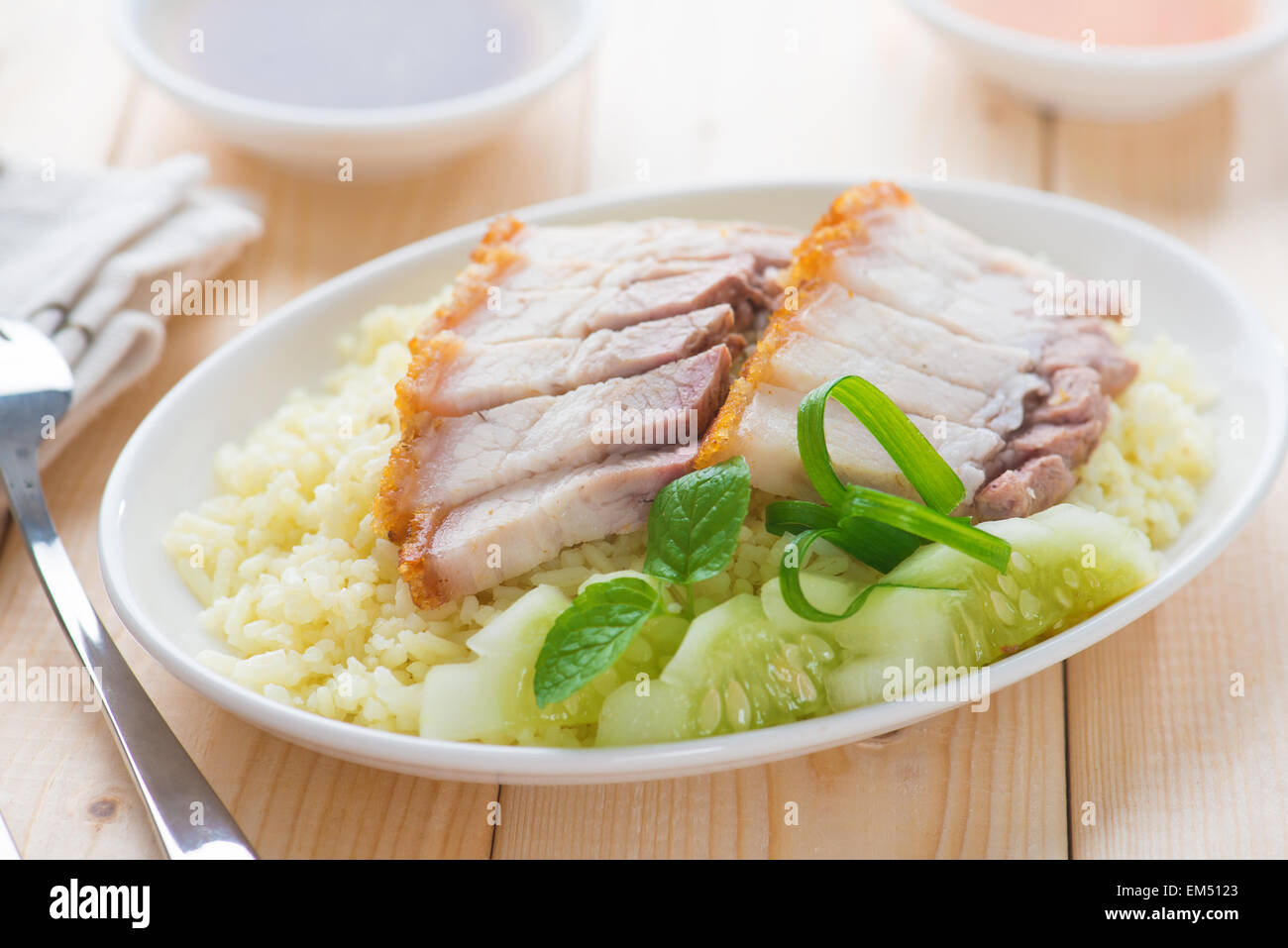 Siu Yuk rice Stock Photo - Alamy
