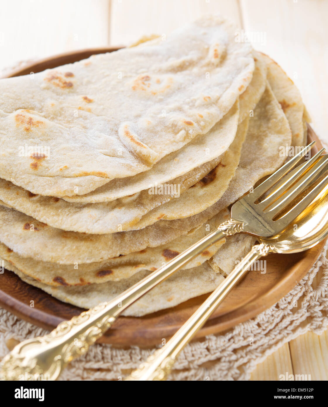 India vegetarian food plain chapatti roti Stock Photo - Alamy