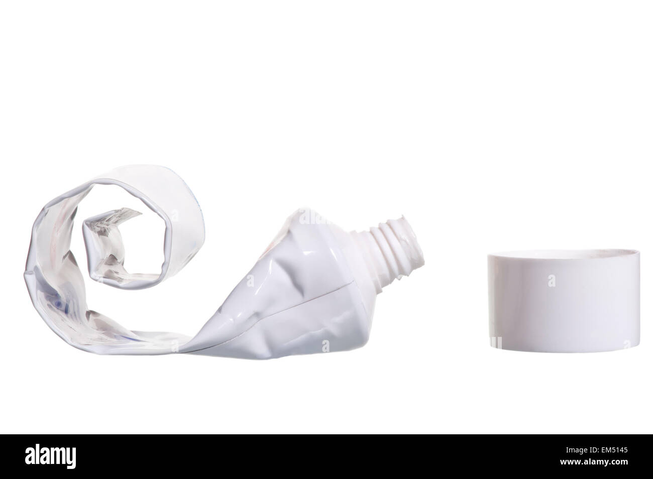 empty cosmetic tube with the lid open on a white background Stock Photo ...