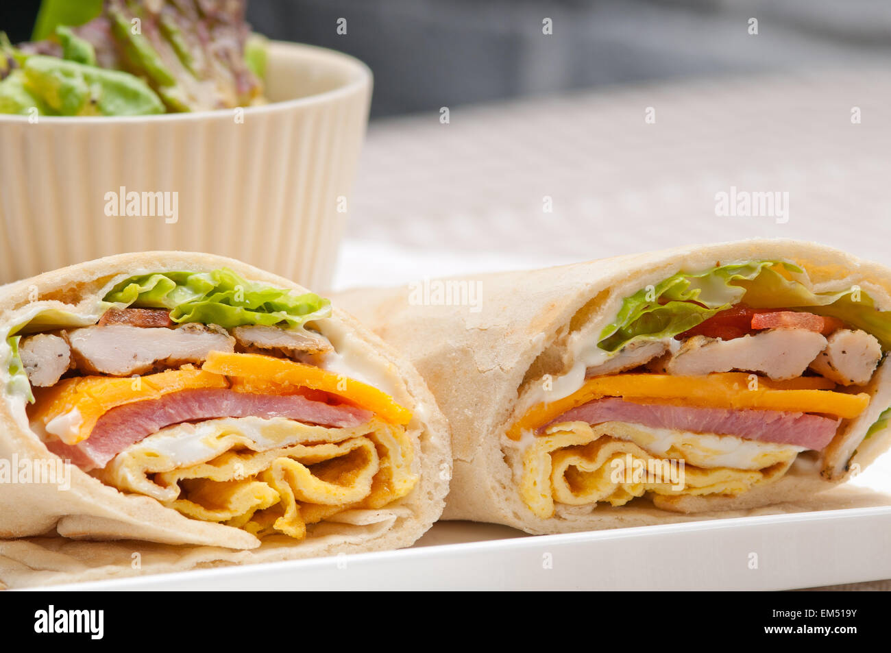 club sandwich pita bread roll Stock Photo - Alamy