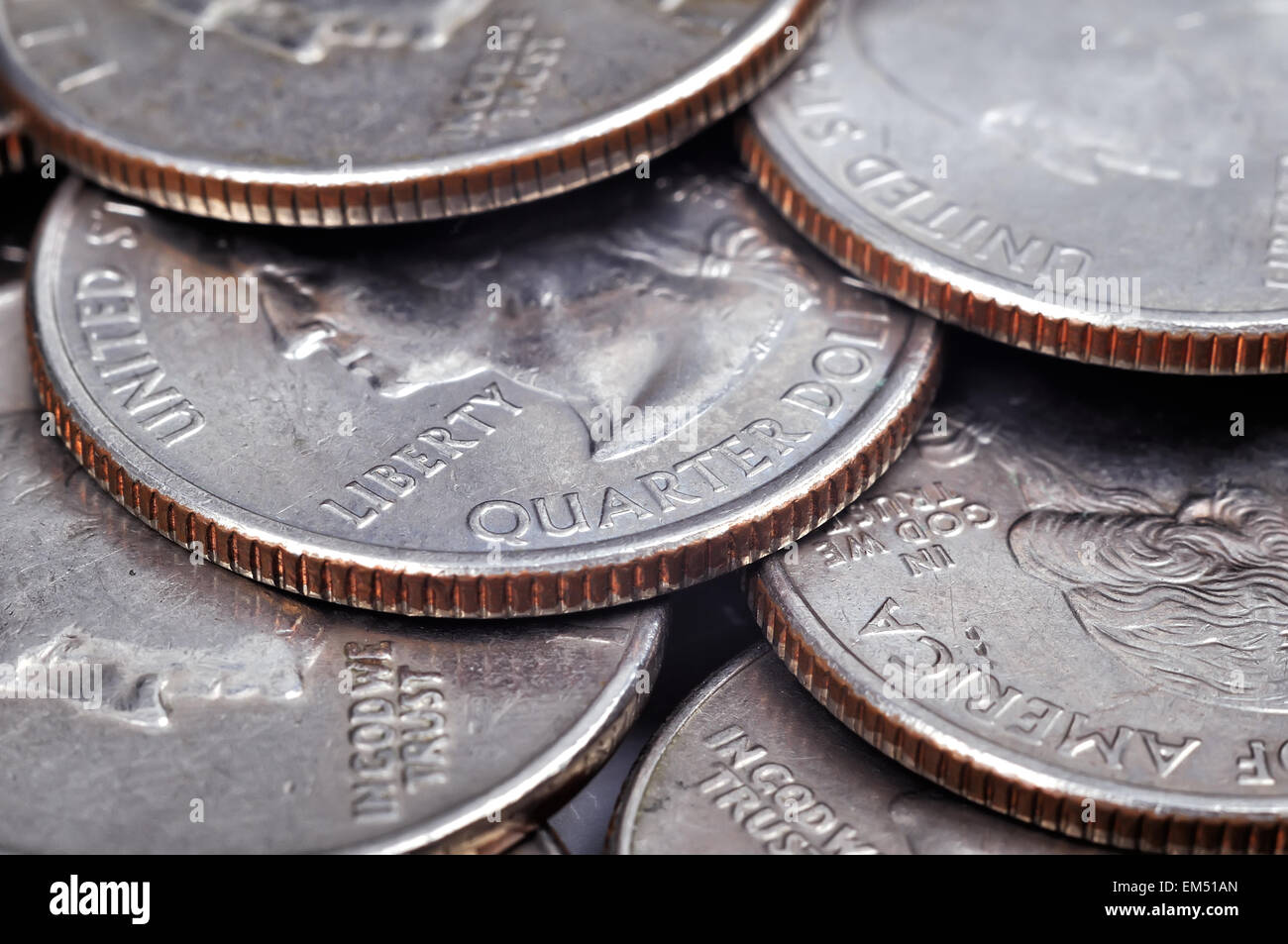 silver quarter US cent coins, high resolution Stock Photo - Alamy