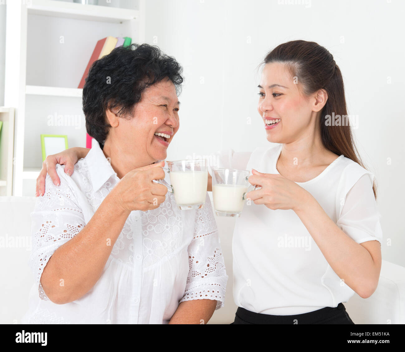 Drinking milk at home Stock Photo - Alamy