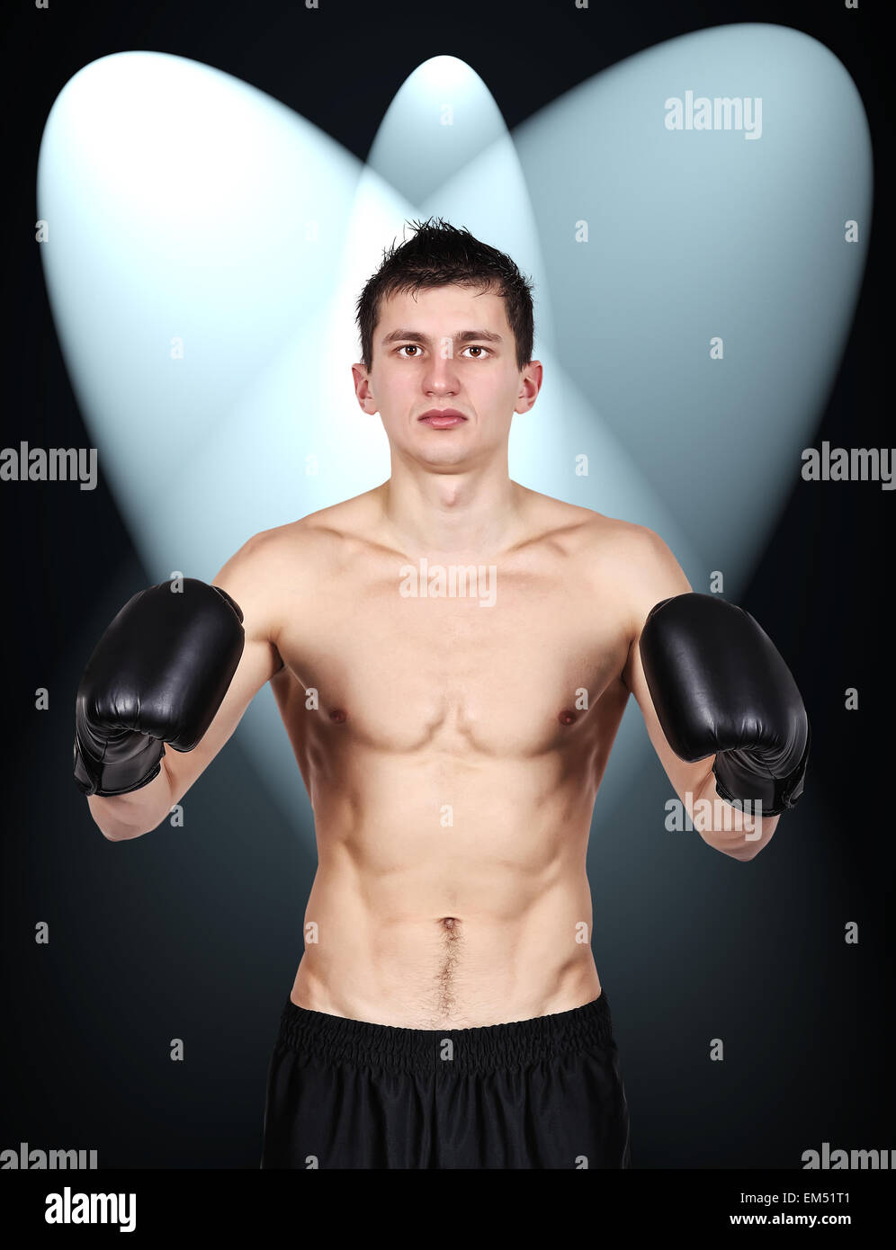 Man with boxing glove hi-res stock photography and images - Alamy