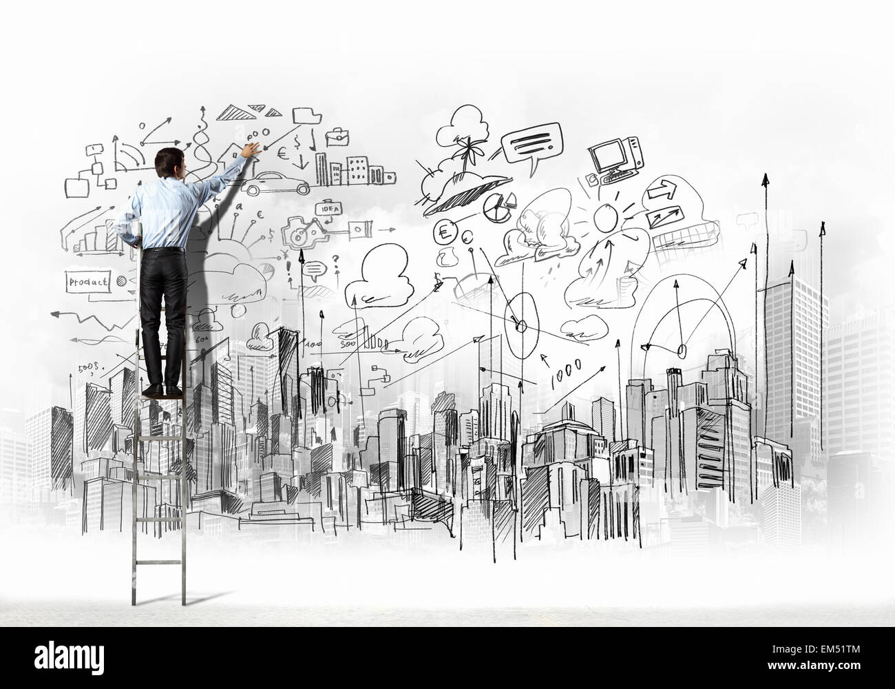 Businessman drawing sketch Stock Photo - Alamy