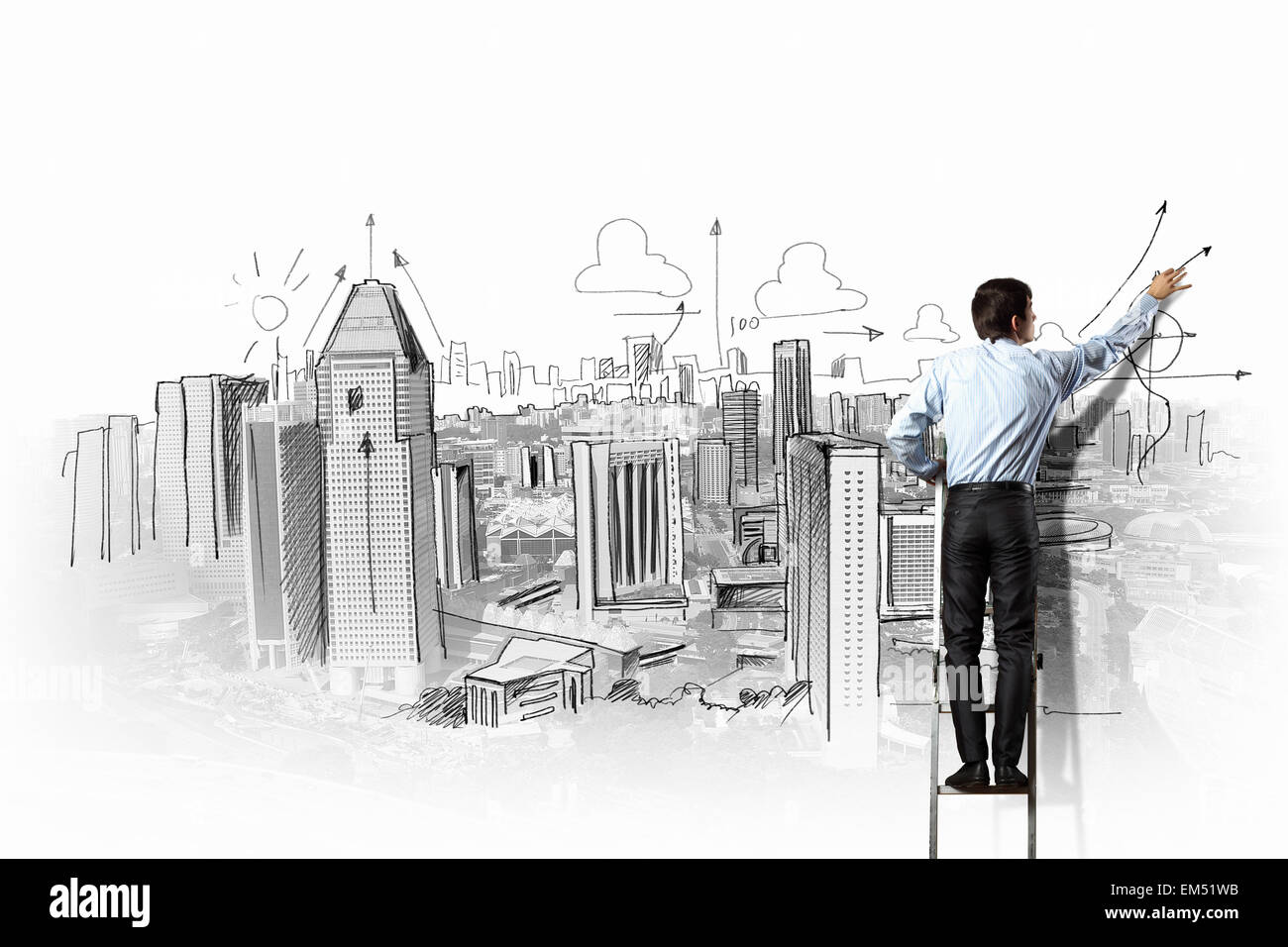 Businessman drawing sketch Stock Photo - Alamy