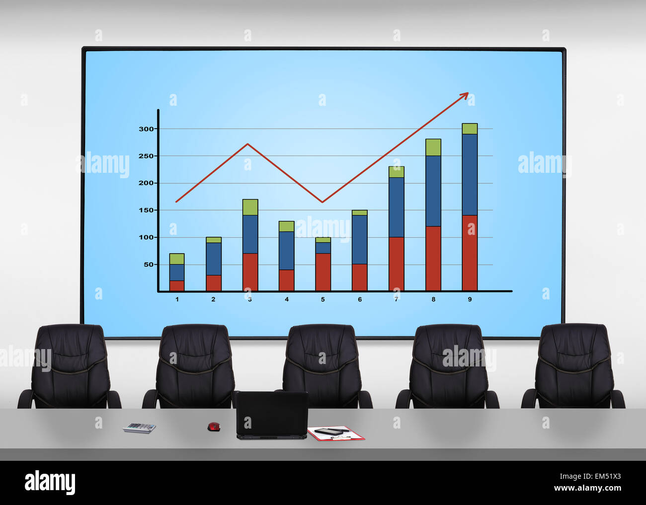 big plasma screen with chart in office Stock Photo - Alamy