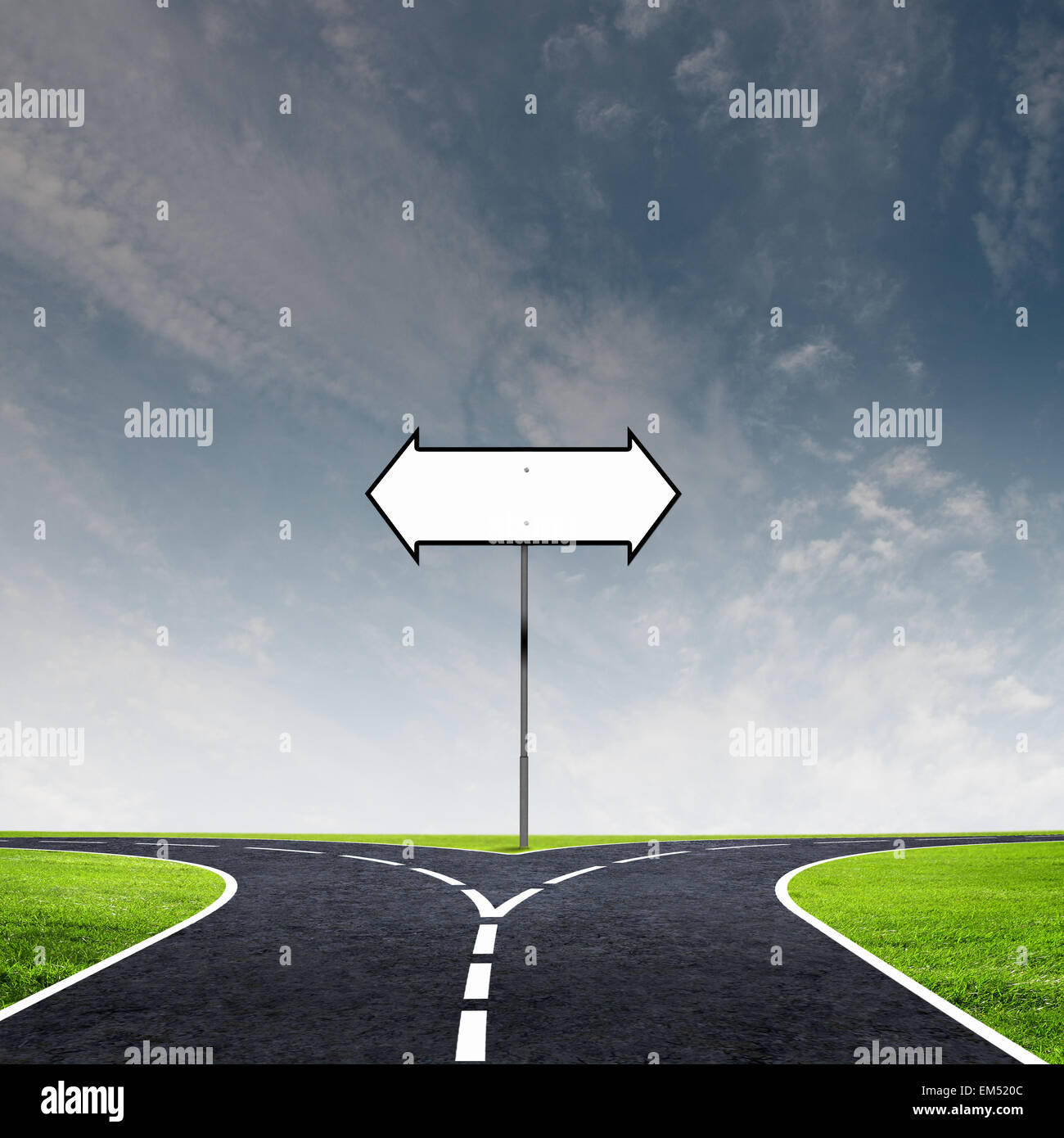 Cross road with sign Stock Photo - Alamy