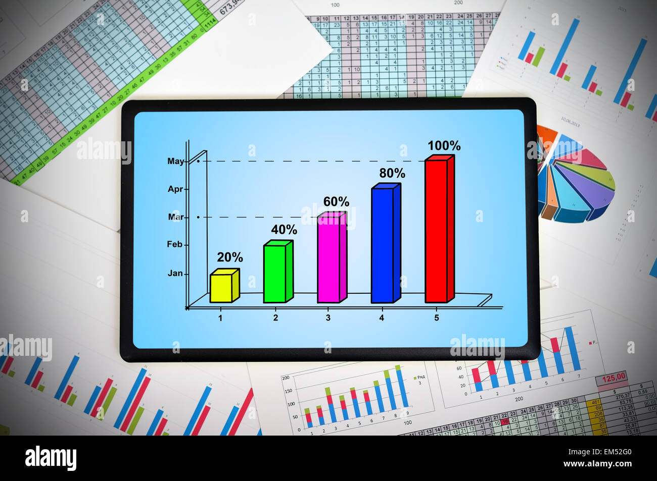 tablen with graph and financial statements on table Stock Photo - Alamy