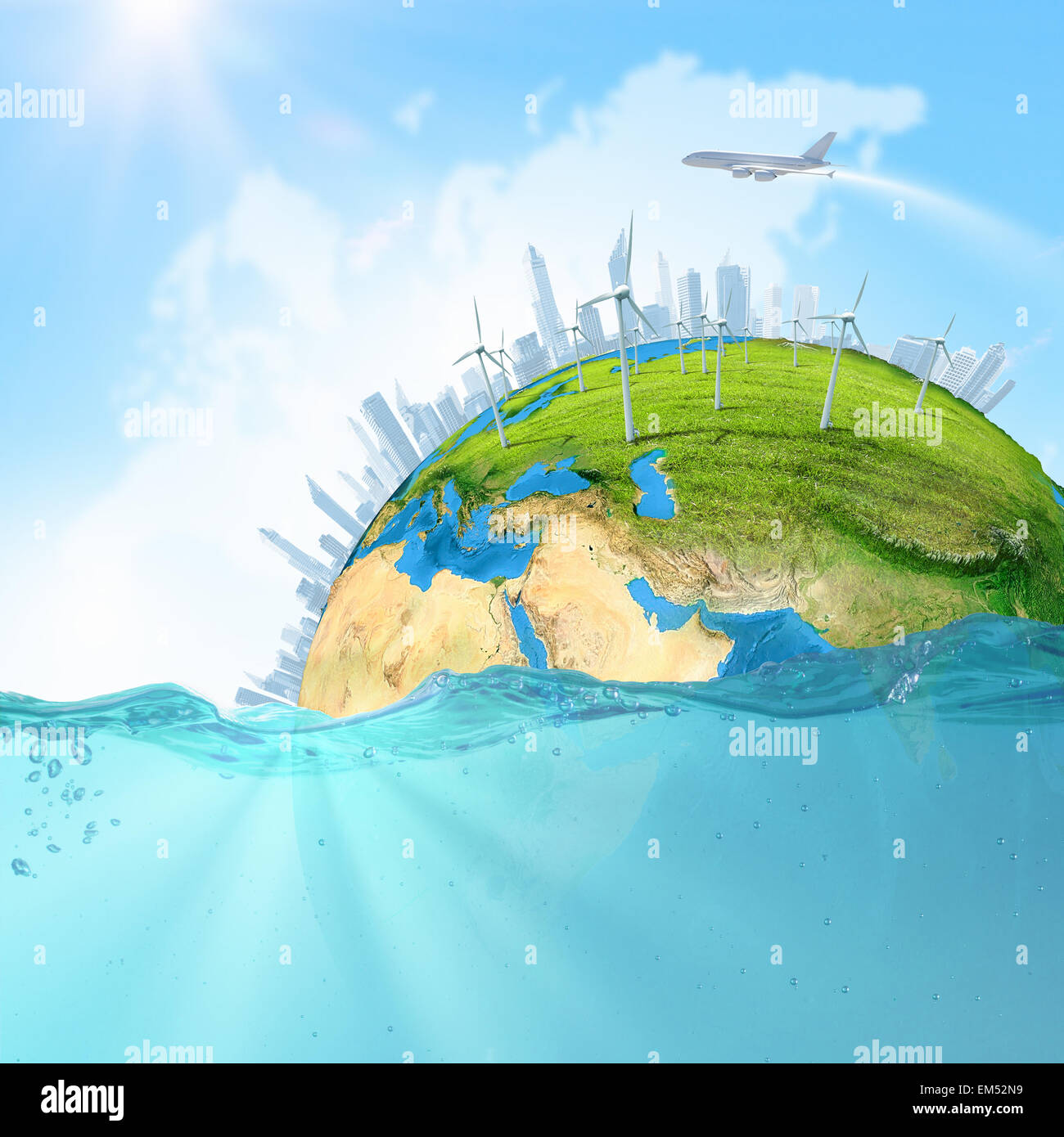 Earth planet in water Stock Photo - Alamy