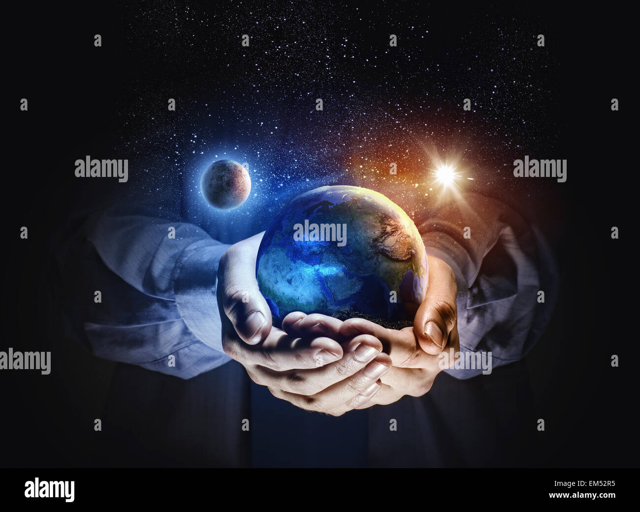 Earth planet in hands Stock Photo - Alamy