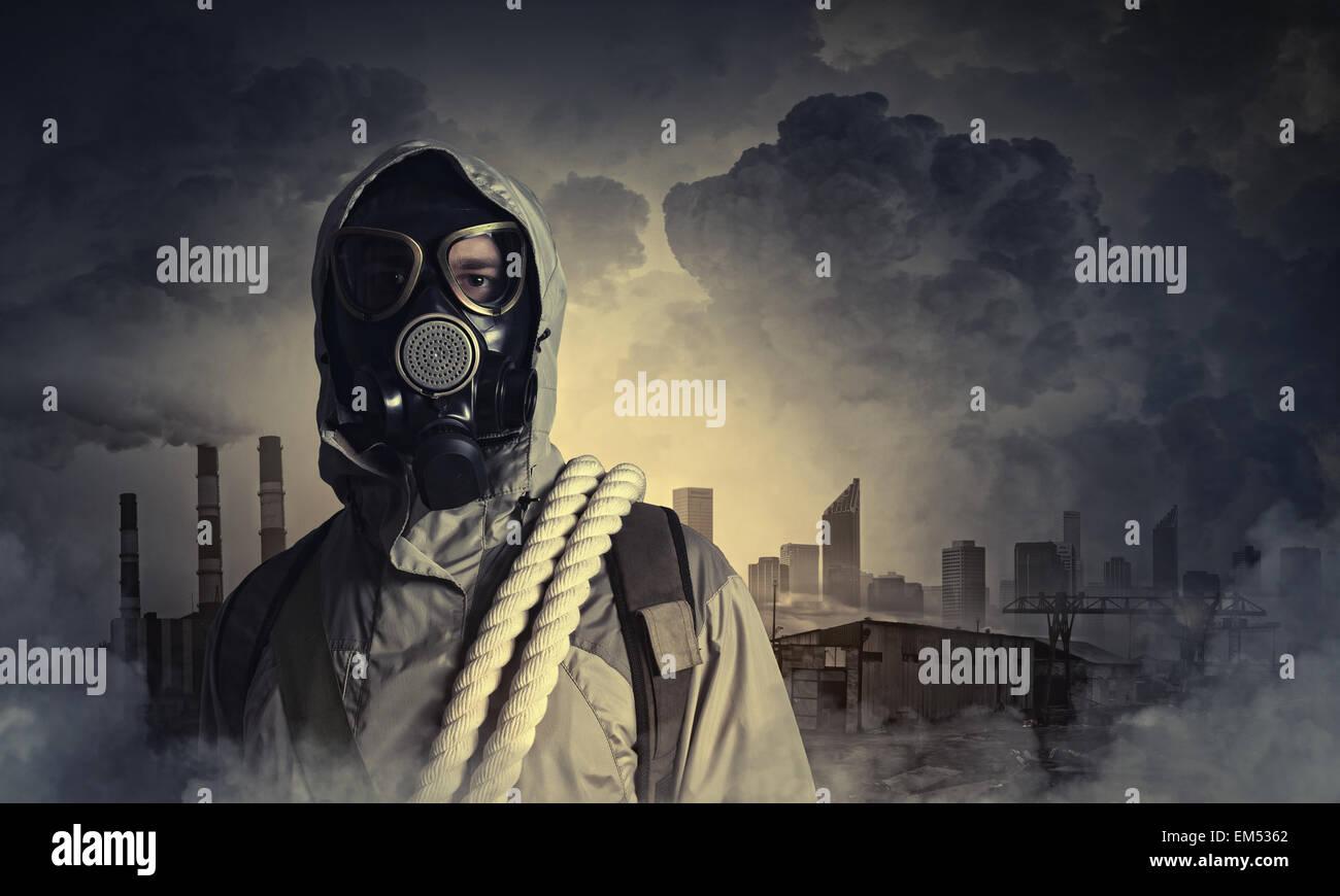Stalker in gas mask Stock Photo - Alamy