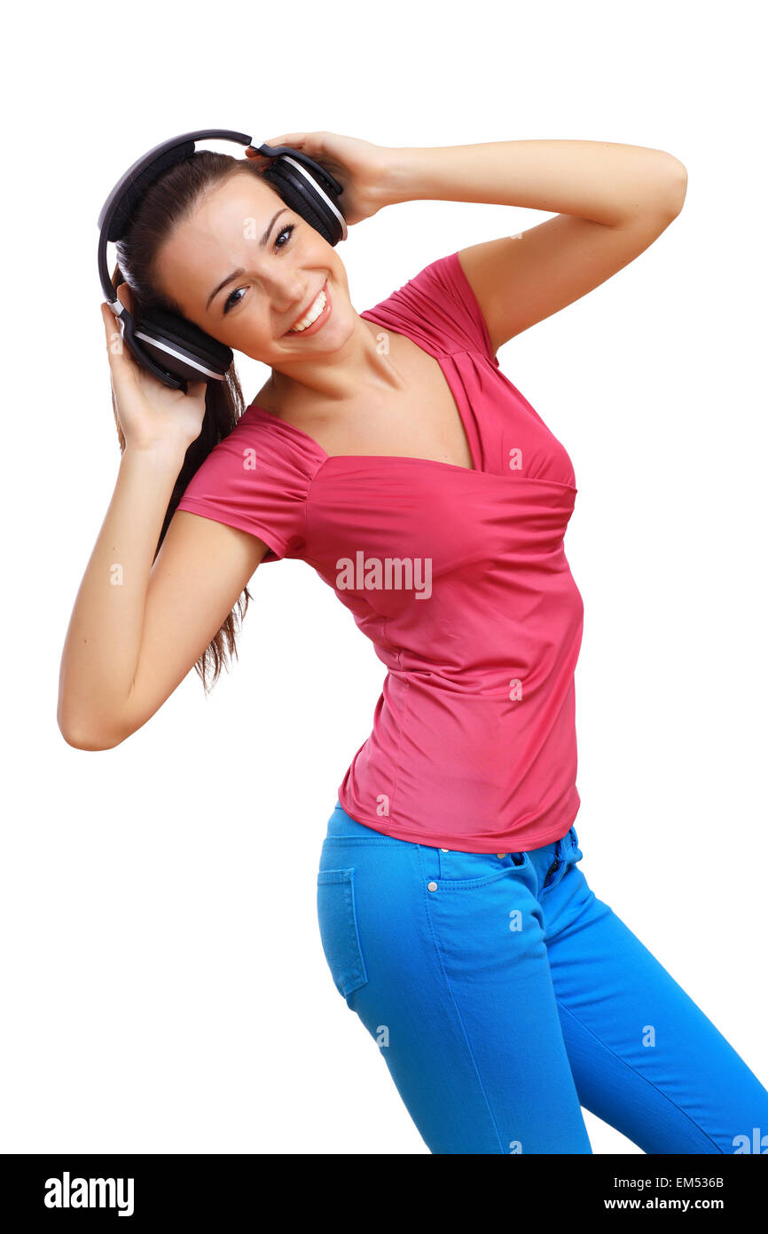 Happy smiling girl dancing Stock Photo - Alamy