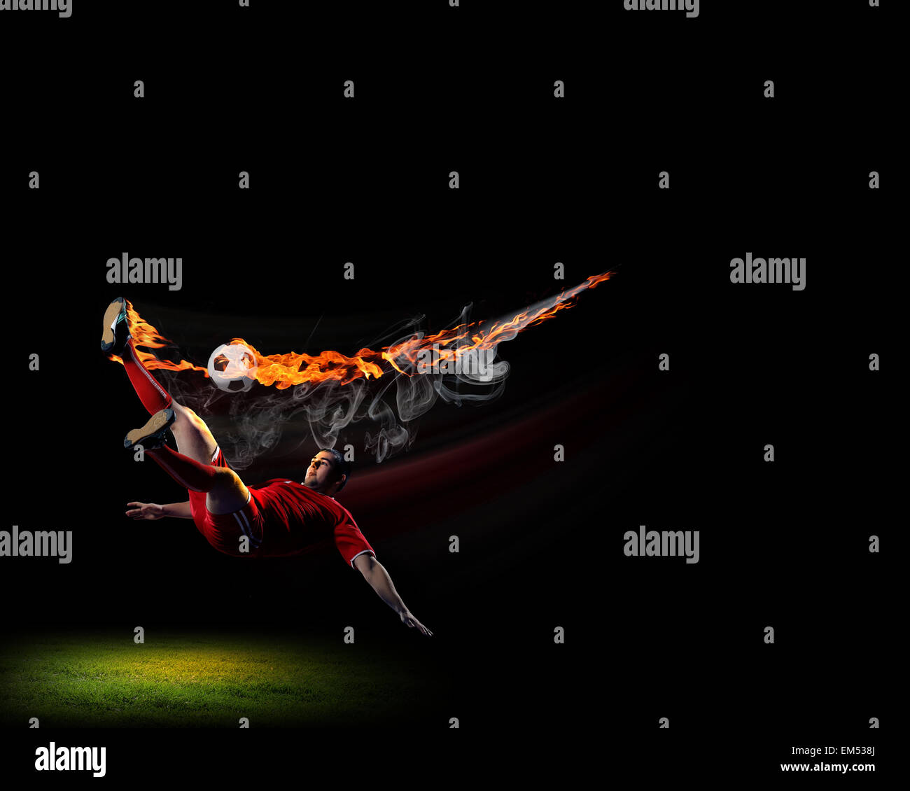 Football player with ball Stock Photo - Alamy