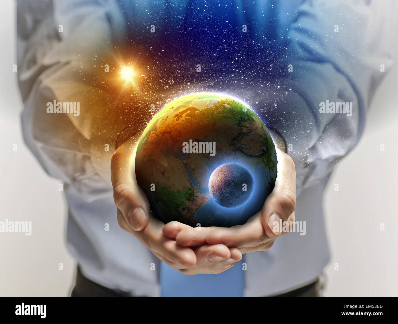 Earth planet in hands Stock Photo - Alamy