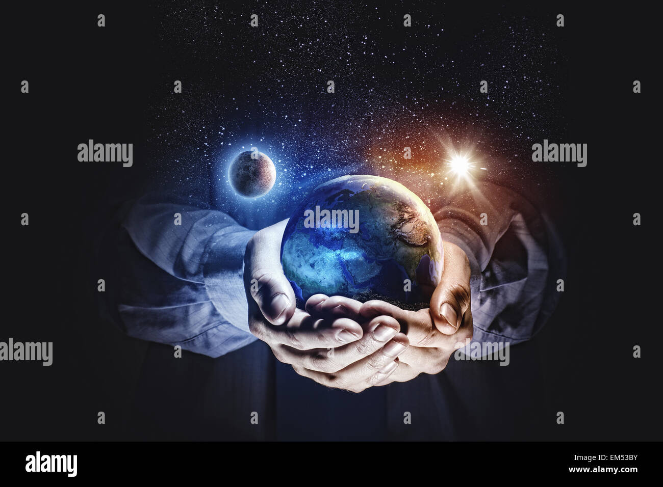 Earth planet in hands Stock Photo - Alamy