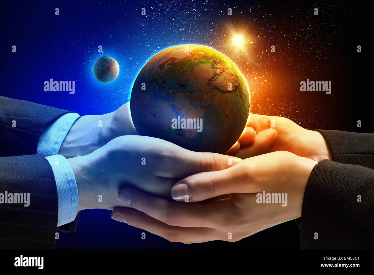 Earth planet in hands Stock Photo - Alamy