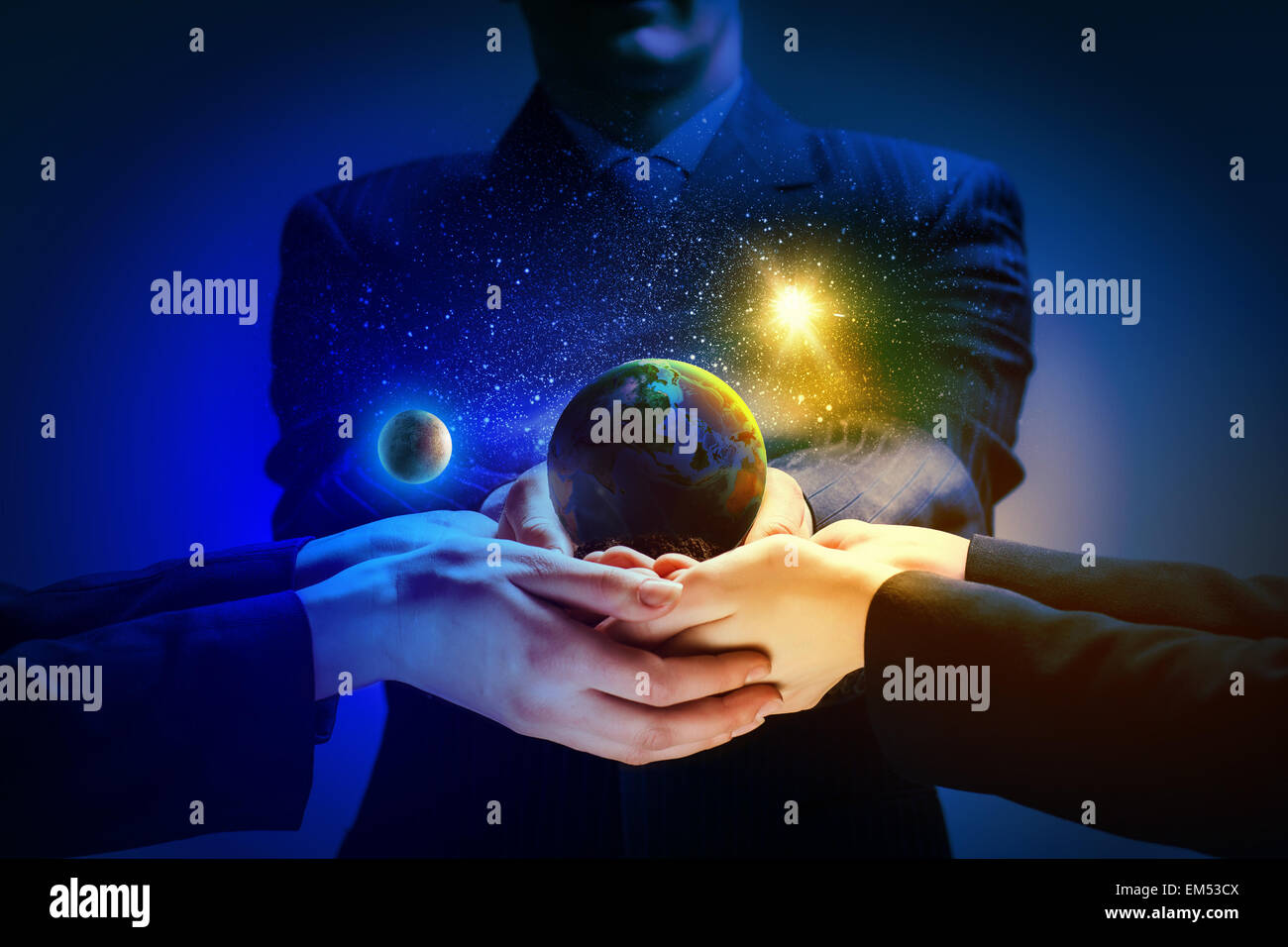 Earth planet in hands Stock Photo - Alamy