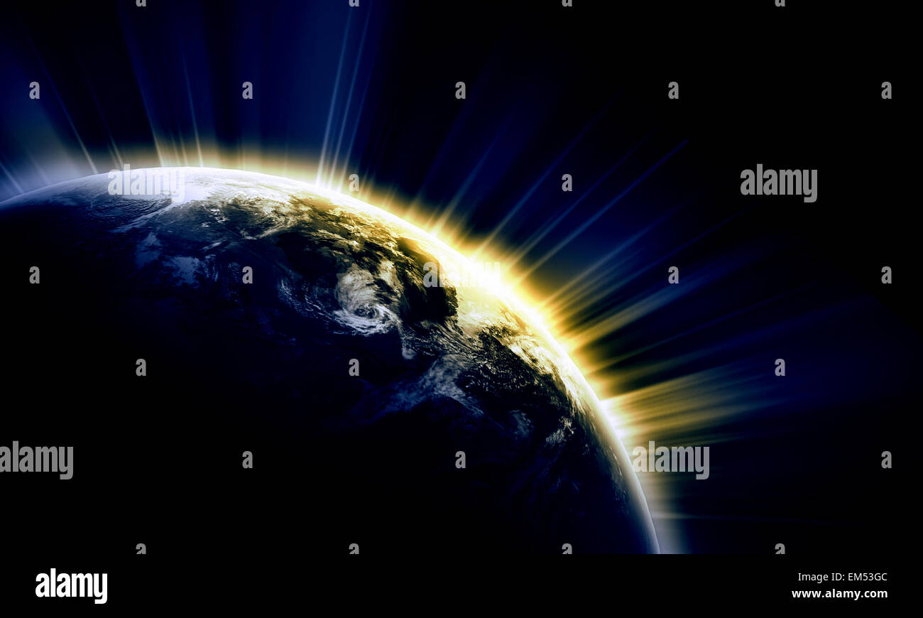 Planet earth appearing sunbeam light hi-res stock photography and ...