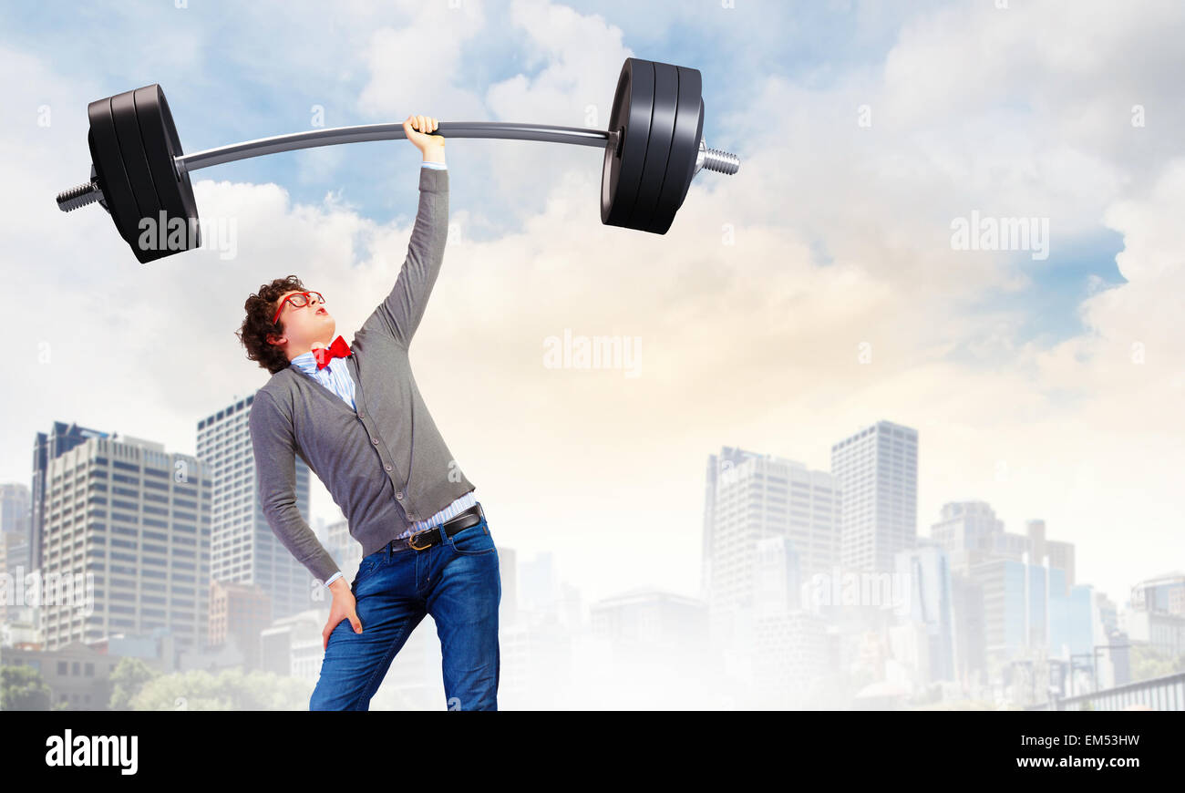 Weight Lifting businessman Stock Photo - Alamy
