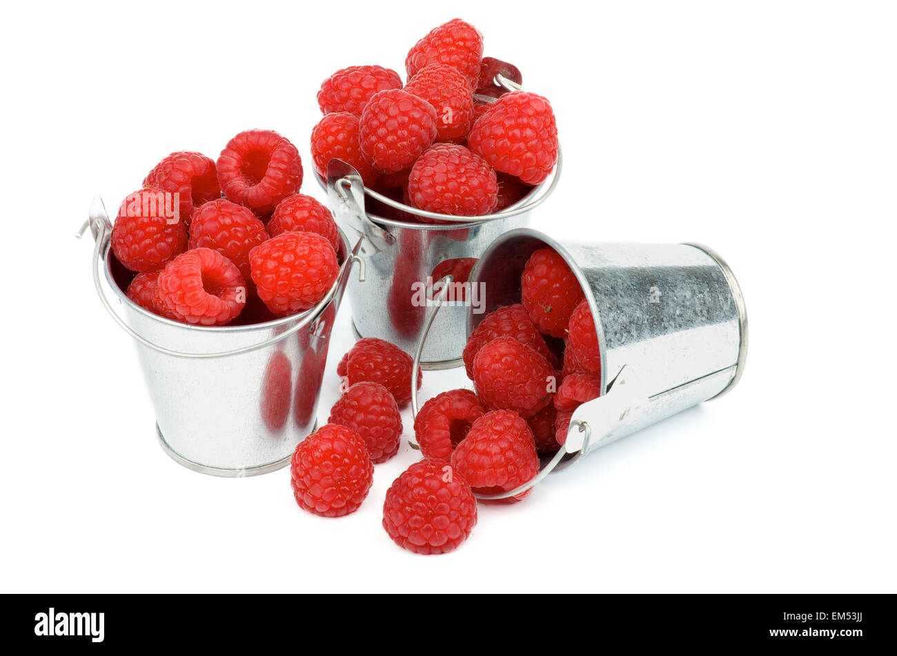 Buckets with Raspberries Stock Photo - Alamy