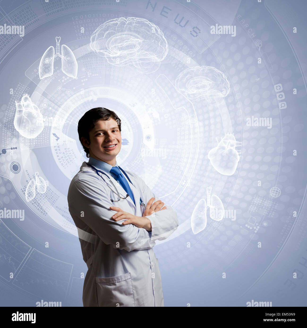 Male doctor thinking Stock Photo - Alamy