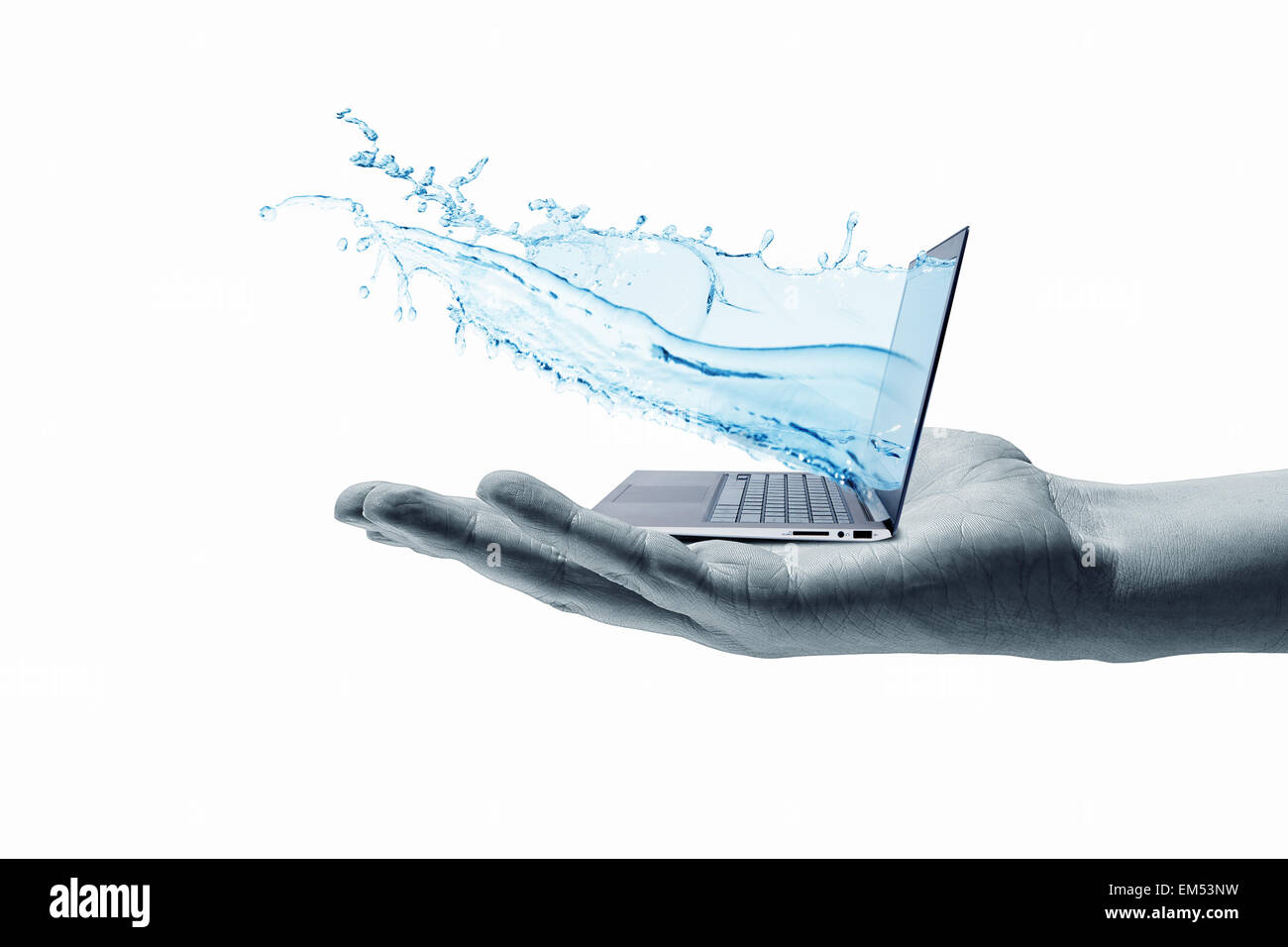 Laptop in hand Stock Photo - Alamy