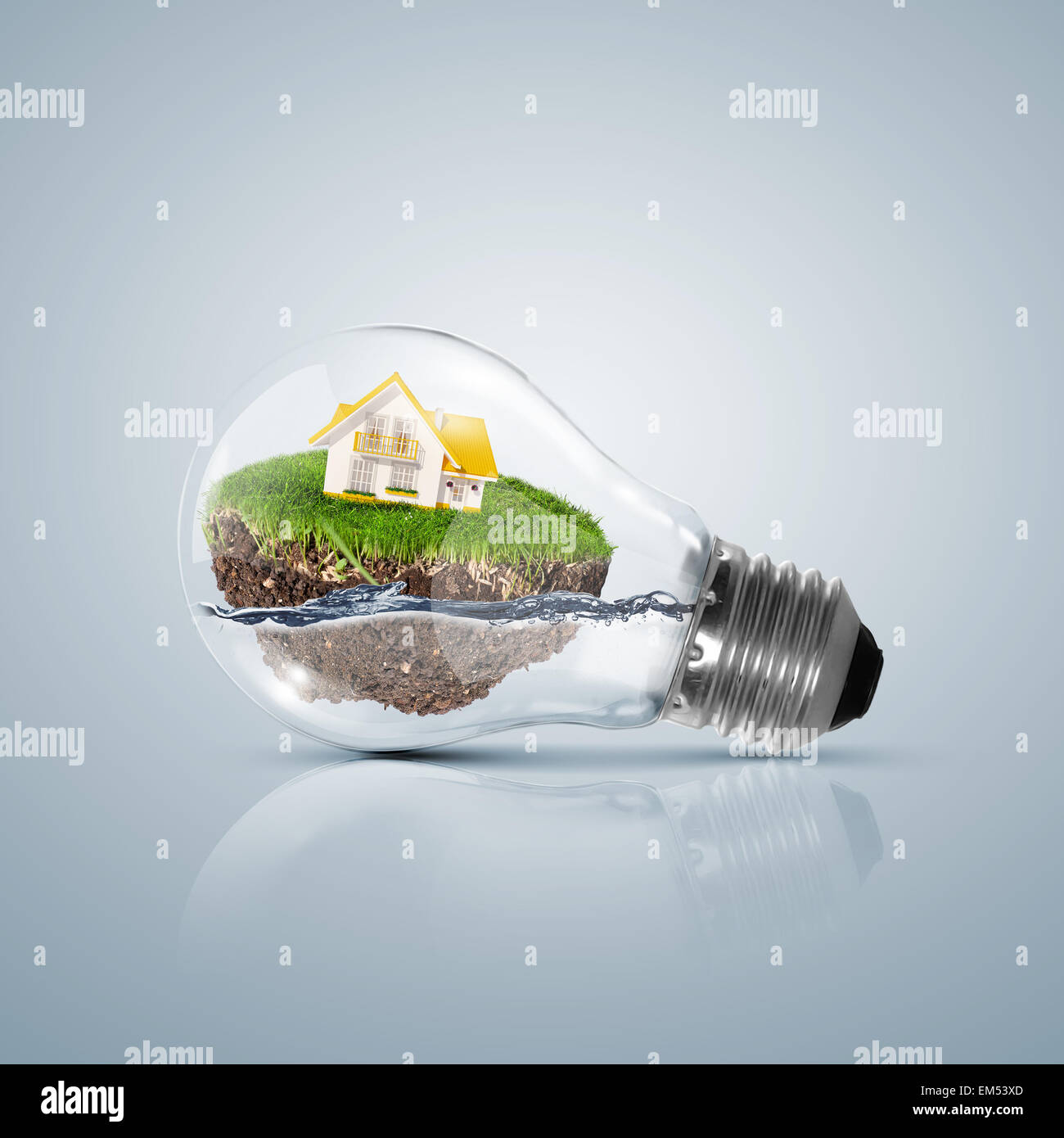 Lamp bulb with clean nature symbol inside Stock Photo - Alamy