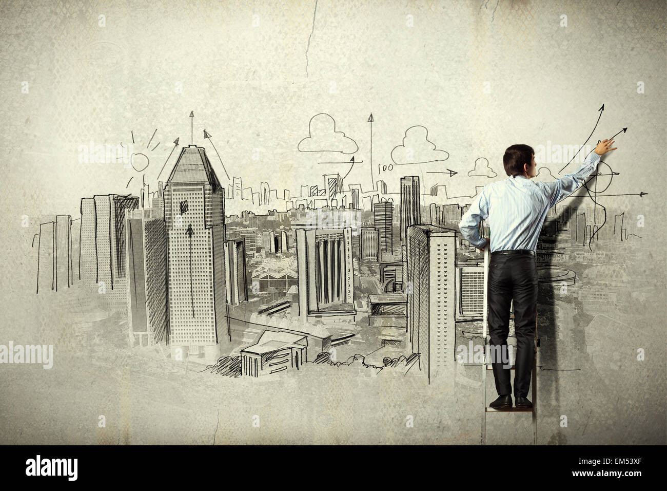 Businessman drawing sketch Stock Photo - Alamy