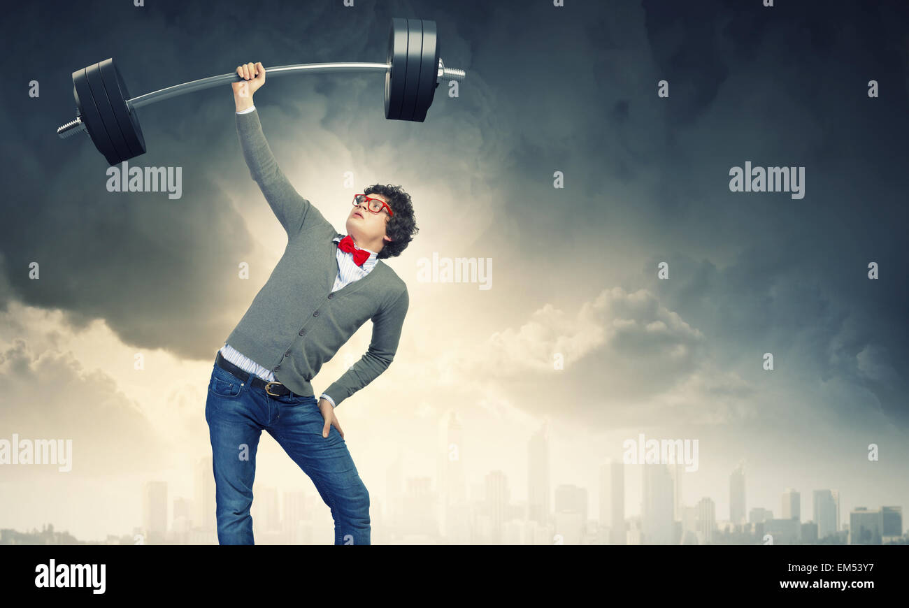Weight Lifting businessman Stock Photo - Alamy