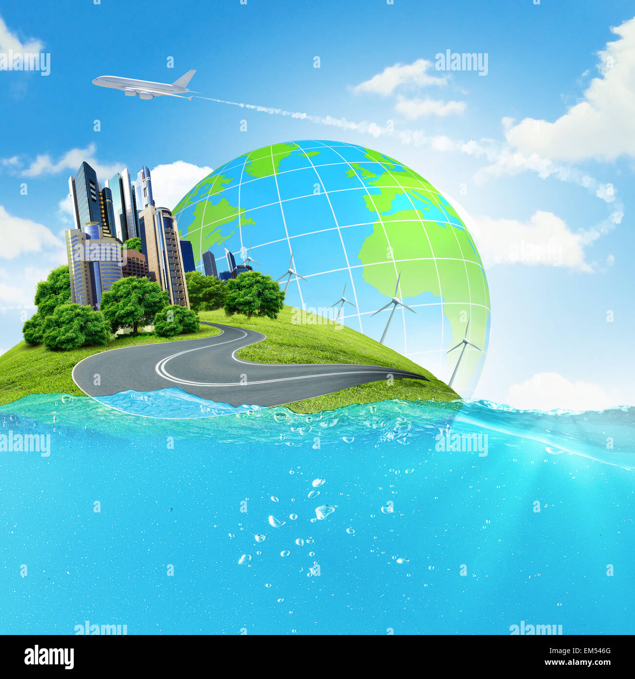 Earth planet in water Stock Photo - Alamy