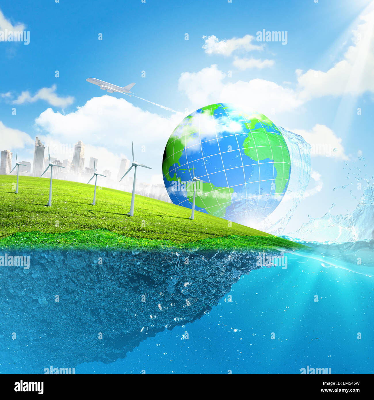Earth planet in water Stock Photo - Alamy
