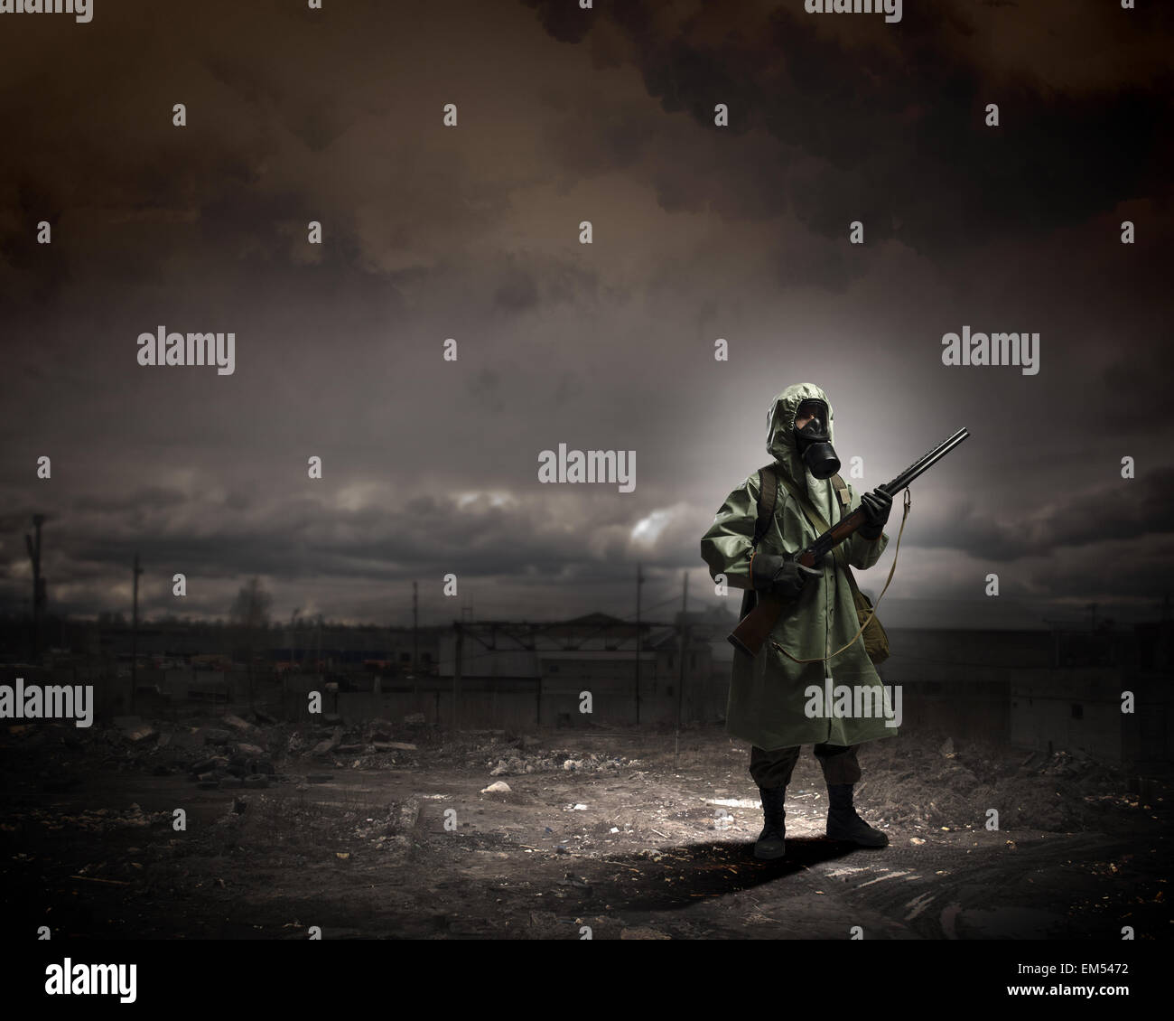 Stalker with gun Stock Photo - Alamy