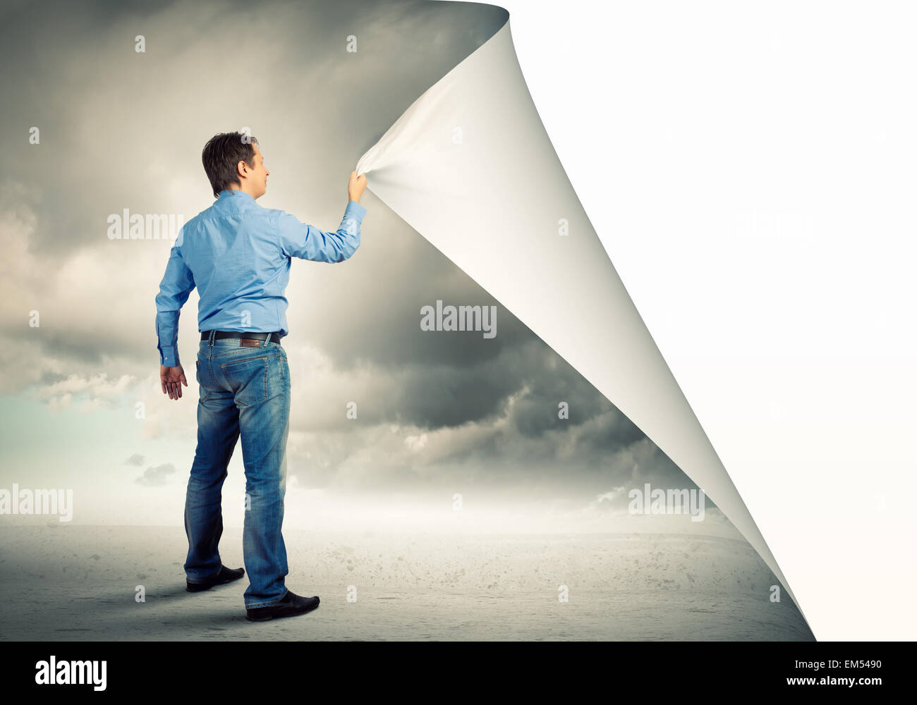 Adult man changing reality Stock Photo - Alamy