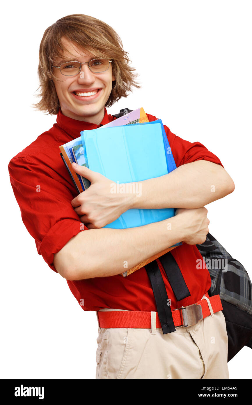 Happy student with books Stock Photo - Alamy