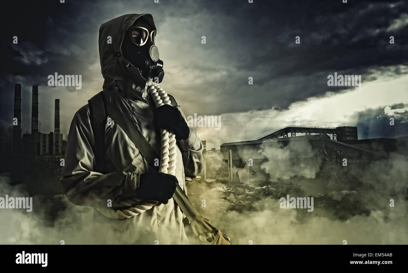 Stalker in gas mask Stock Photo - Alamy