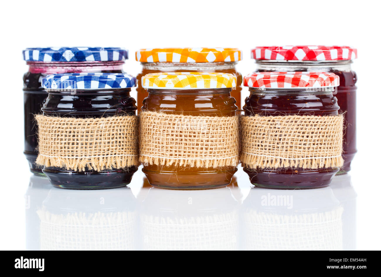 homemade jars with jam, on white background Stock Photo - Alamy